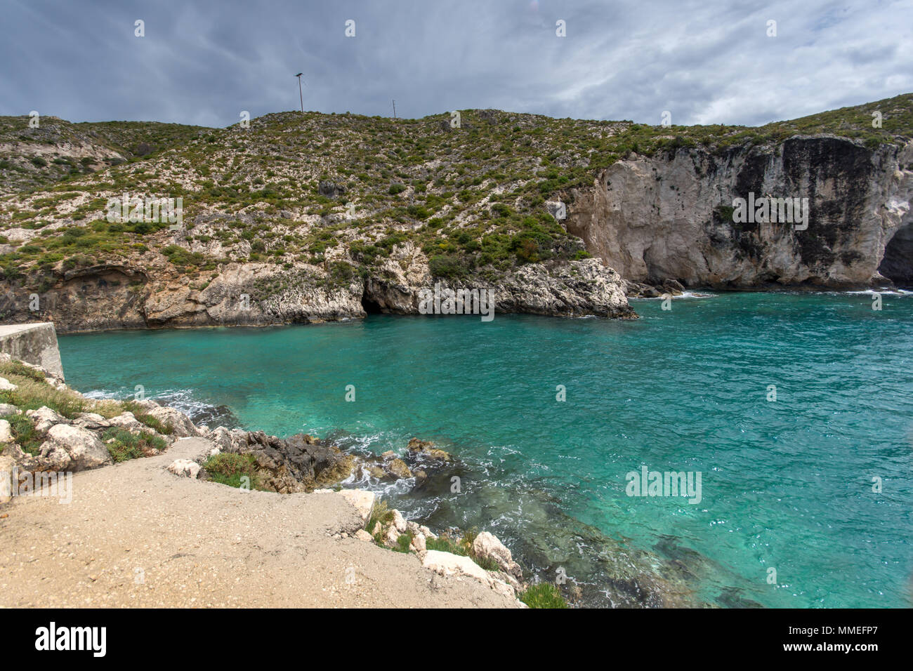 Amazing Panorama of Limnionas beach bay at Zakynthos island, Greece ...