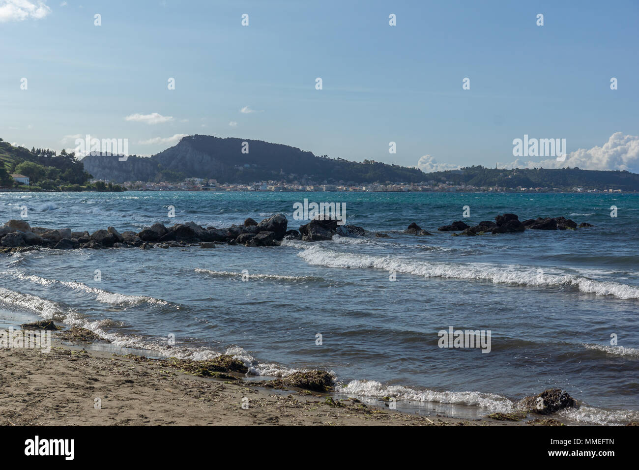 Panorama of Argassi beach, Zakynthos island, Greece Stock Photo - Alamy