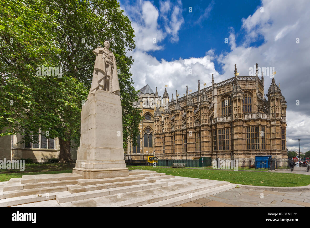 George V monument and Westminster Abbey, London, England, Great Britain ...