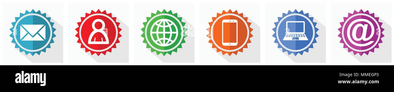 Colorful vector internet icons. Smartphone computer e-mail www symbols ...