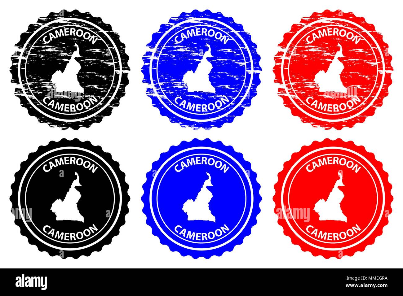Cameroon - rubber stamp - vector, Cameroon map pattern - sticker ...