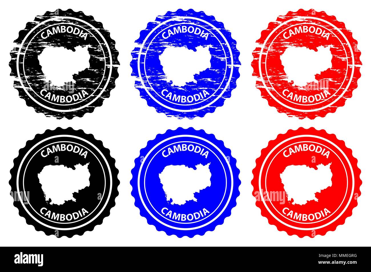 Cambodia - rubber stamp - vector, Kingdom of Cambodia map pattern ...