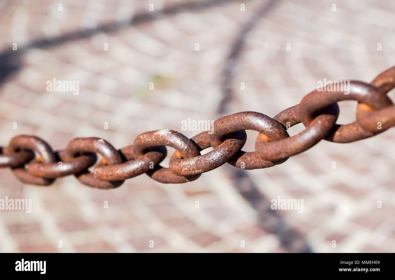 Old rust massive iron chain on sunlight Stock Photo - Alamy