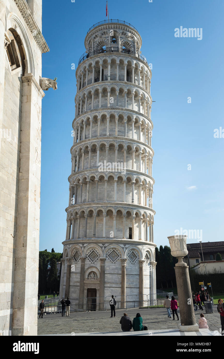 Tower of Pisa with a blue sky in the background Stock Photo - Alamy