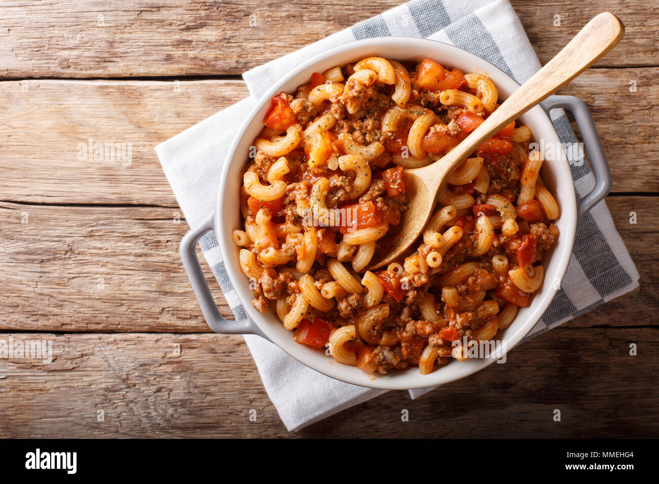 american chop suey, american goulash, with elbow pasta, beef and ...