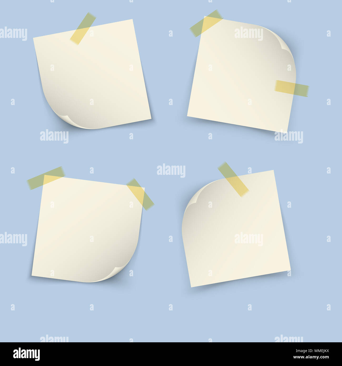 White notes paper square shape on blue background Stock Photo - Alamy