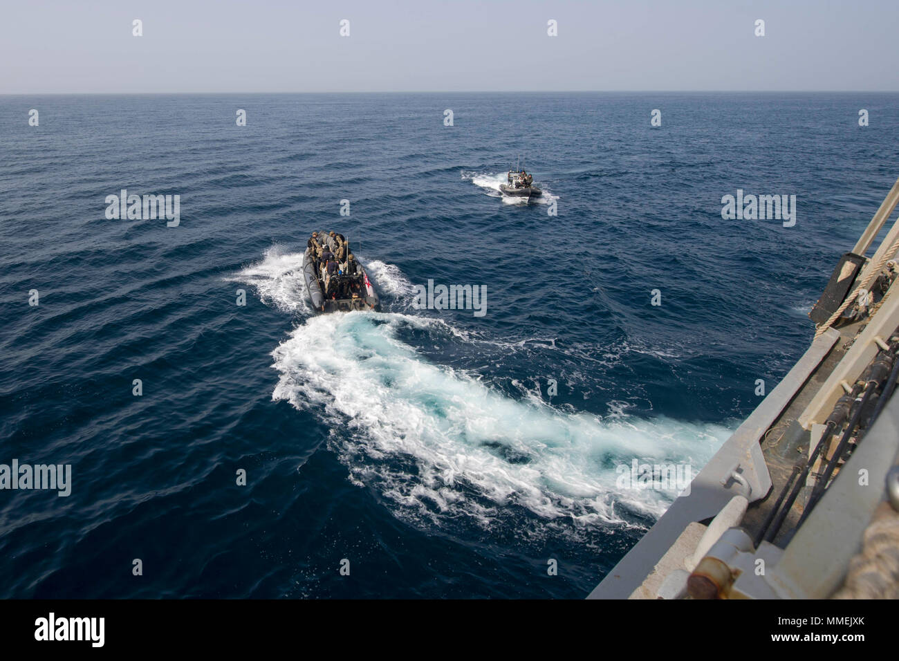 171021-N-BY095-0154 GULF OF OMAN (Oct. 21, 2017) The green boarding ...