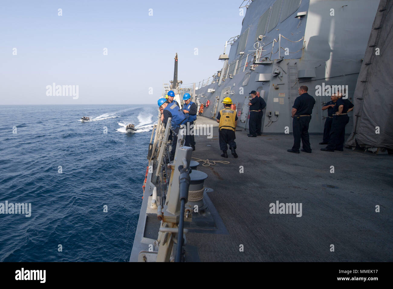171021-N-BY095-0049 GULF OF OMAN (Oct. 21, 2017) The green boarding ...