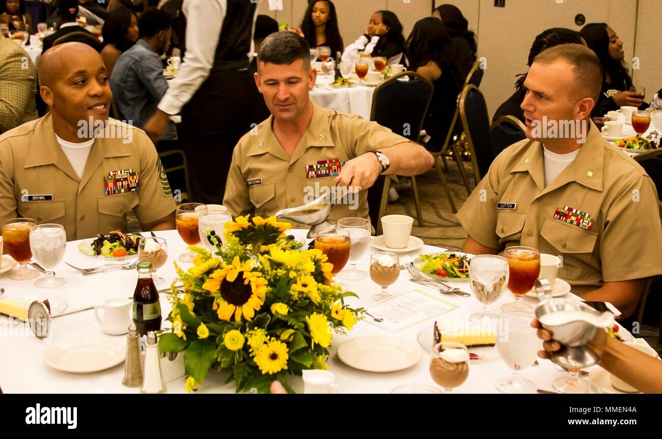 Sergeant Maj. Cortez Brown (left), the 6th Marine Corps District (MCD ...