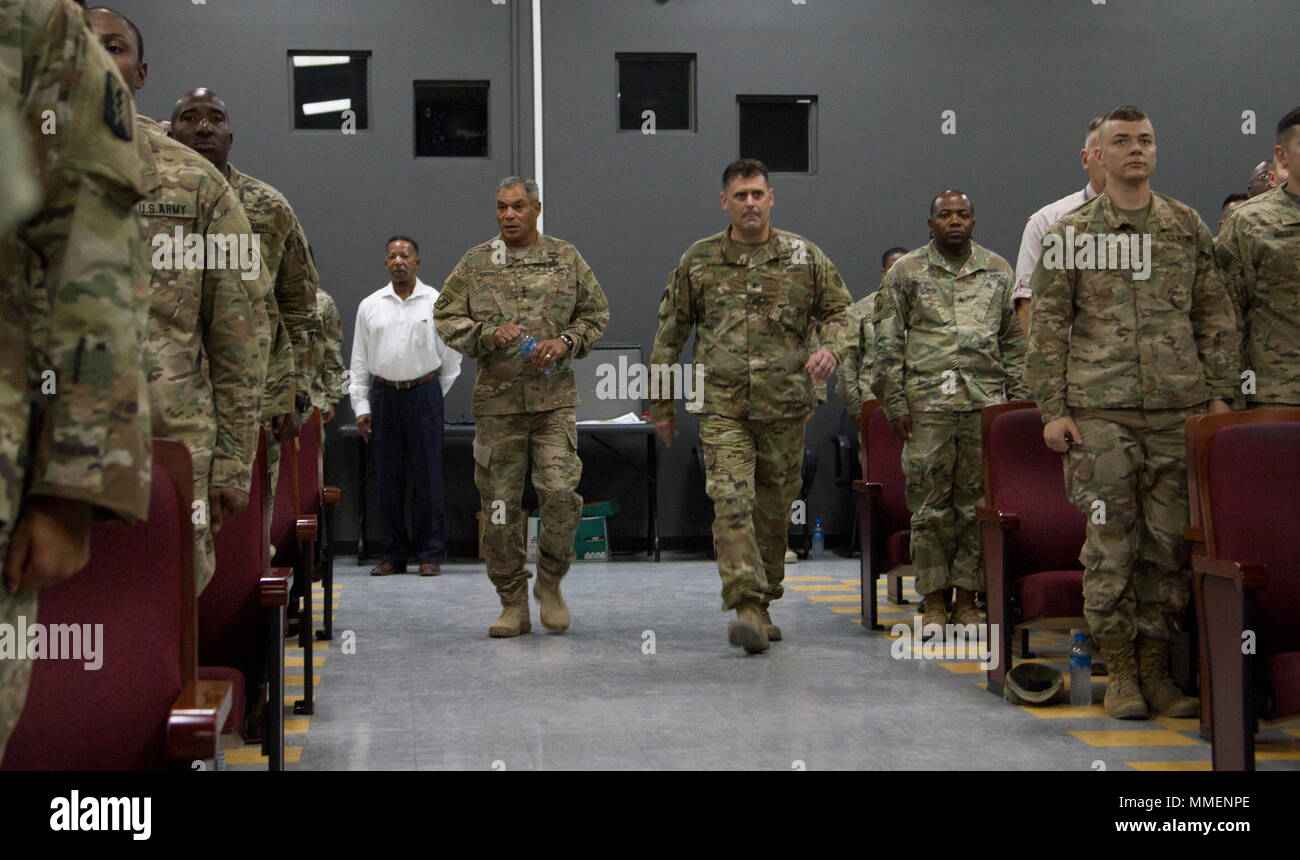 Lt. Gen. Michael Garrett, the U.S. Army Central commander, enters a ...