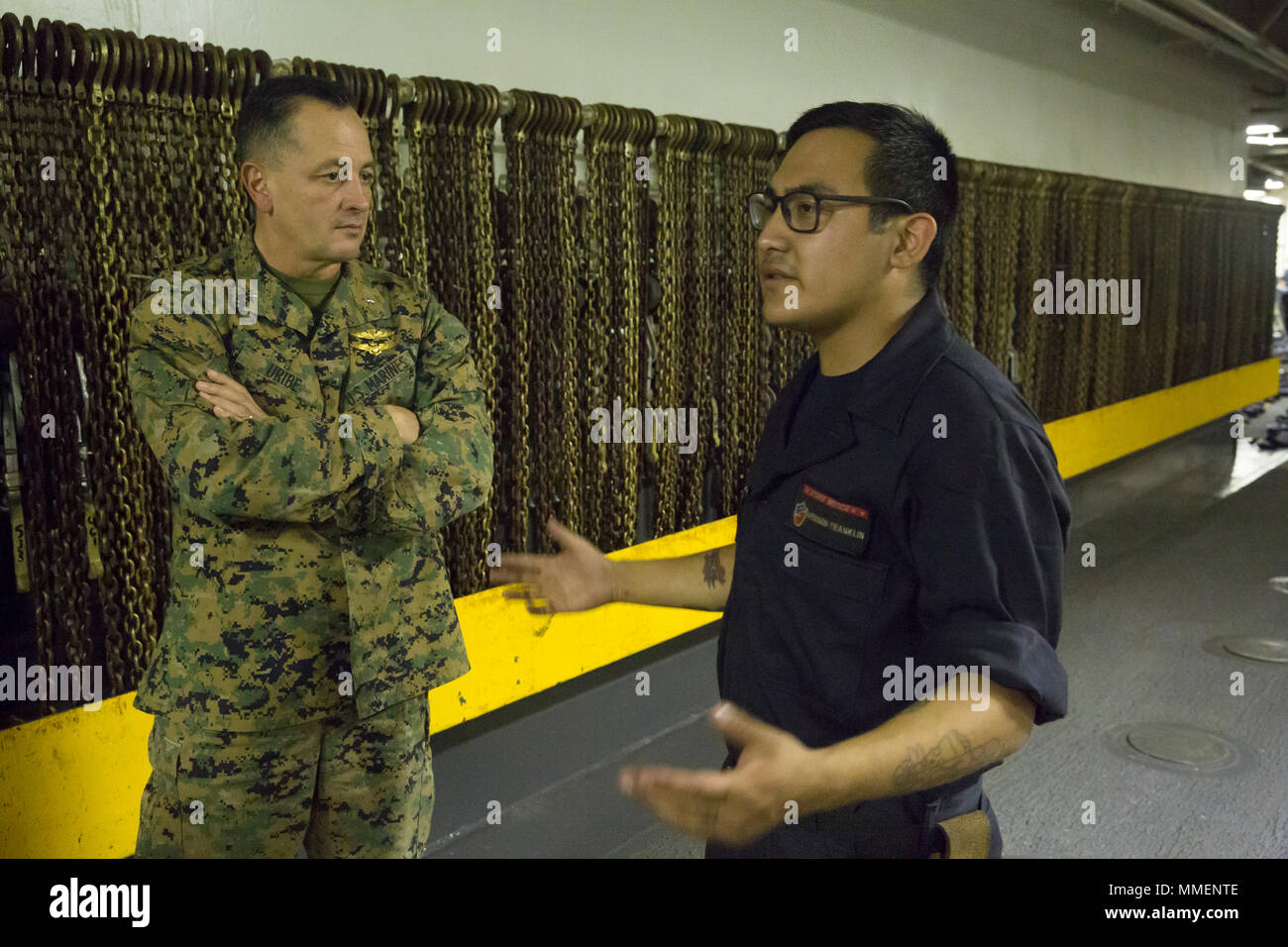 U.S. Marine Corps Brig. Gen. Rick Uribe, left, commanding general of ...
