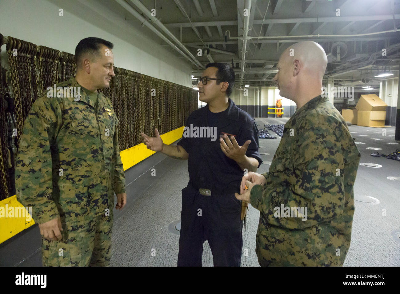 U.S. Marine Corps Brig. Gen. Rick Uribe, left, commanding general of ...