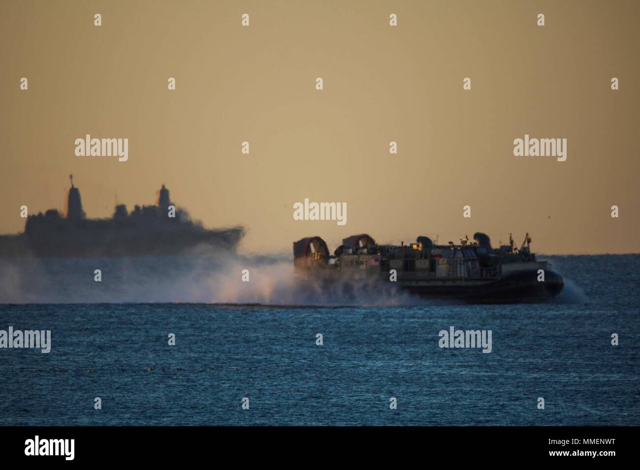 U.S. Navy Landing Craft Air Cushion heads to shore during Bold ...