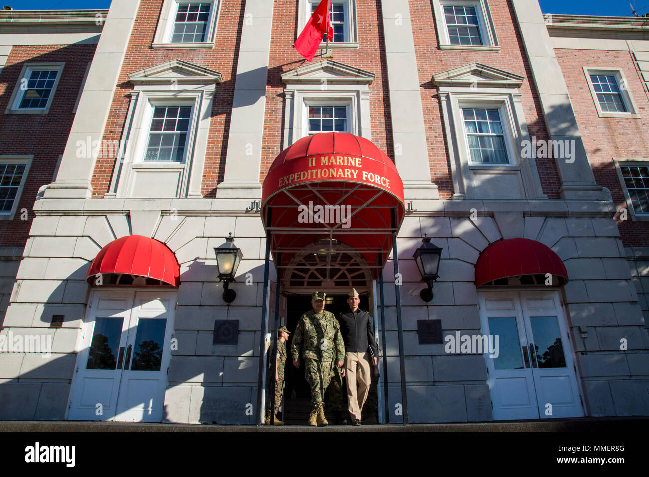 Distinguished guests exit the Julian C. Smith Hall during a Bold ...