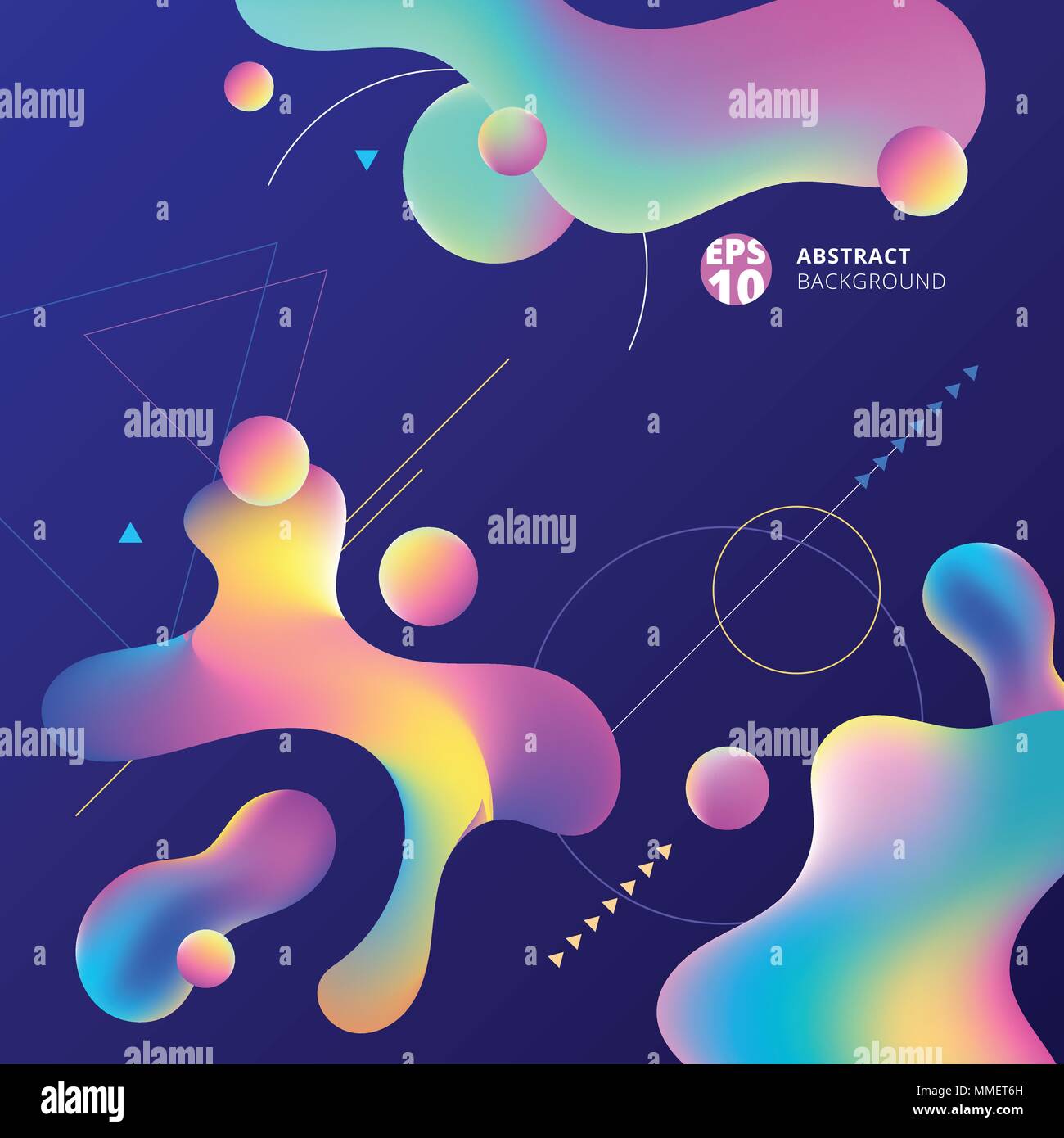 Abstract colorful plastic shapes with geometric on blue background ...