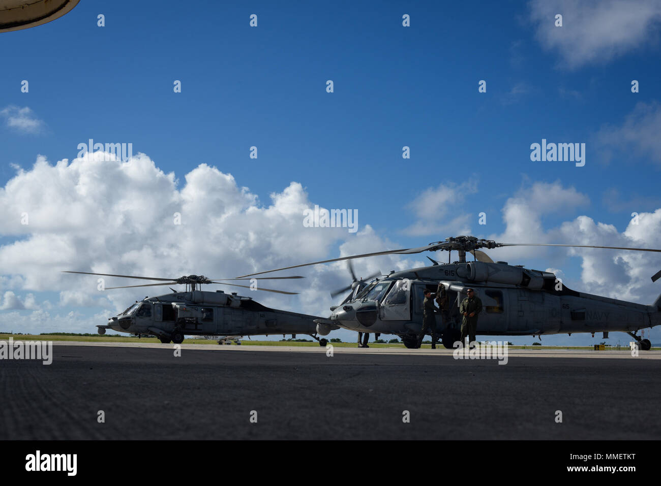 171029-N-XC372-1569 SAIPAN (Oct. 29, 2017) MH-60S Sea Hawks, assigned ...