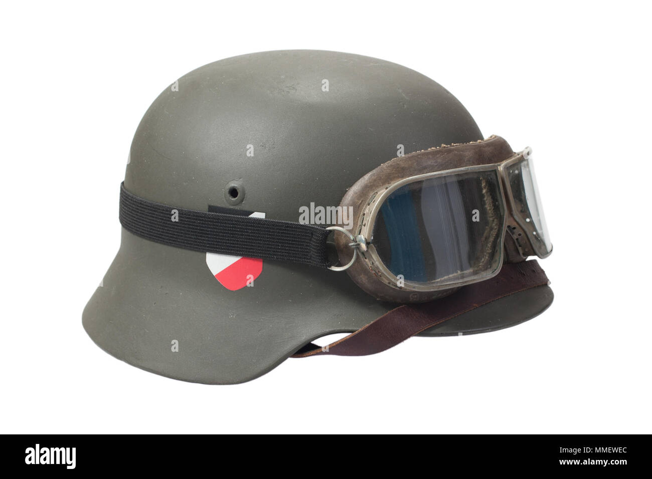 nazi german helmet with protective goggles Stock Photo - Alamy