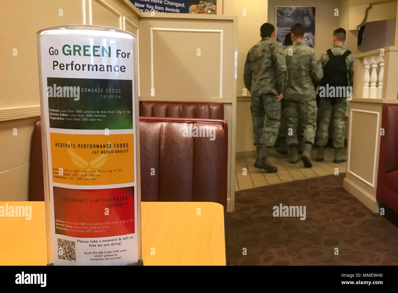 U.S. Air Force Airmen line up for lunch at the Crossbow Dining Facility ...
