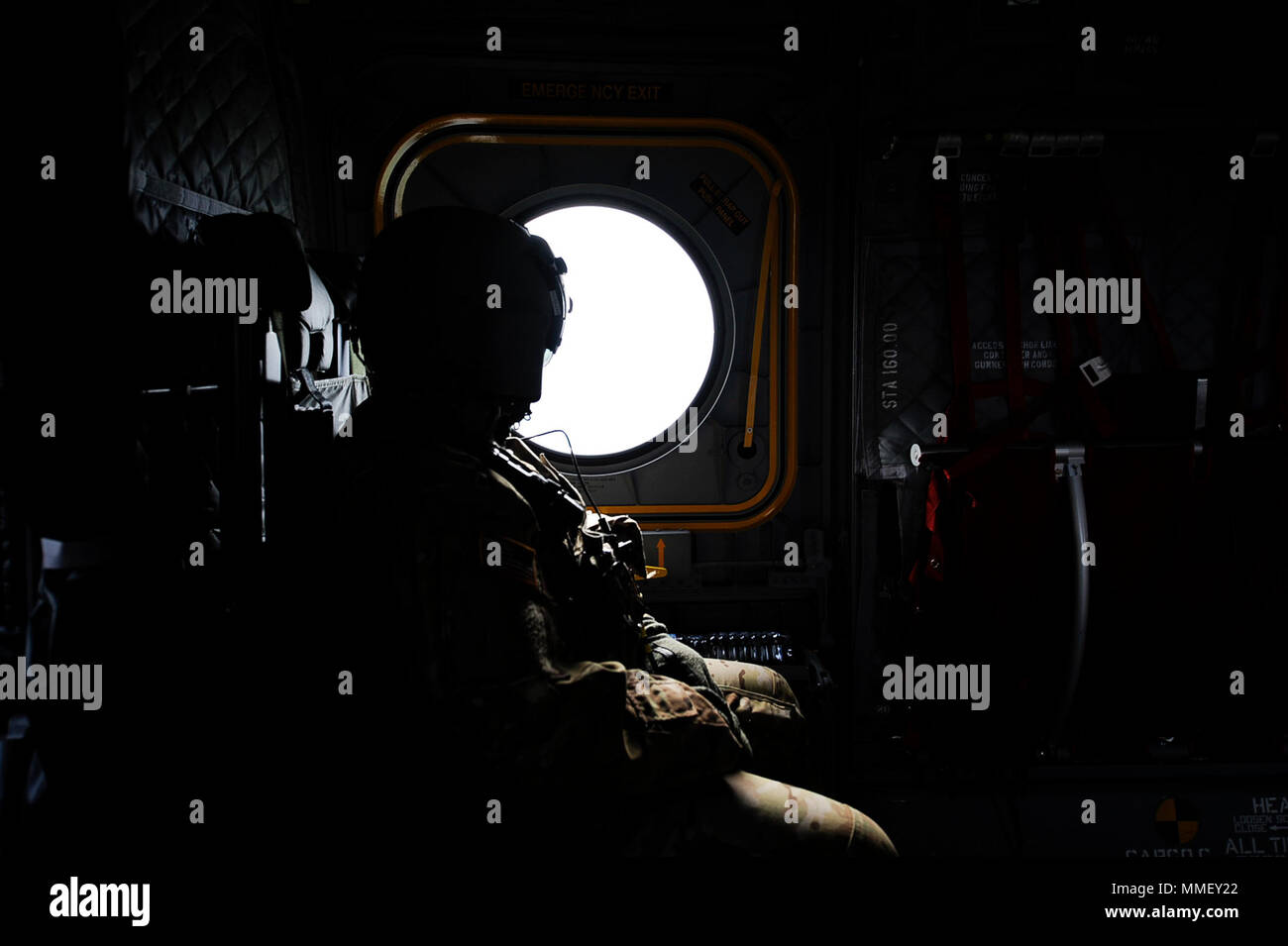 U.S. Army Sgt. Junior Barajas, 1st Air Calvary Brigade flight engineer ...