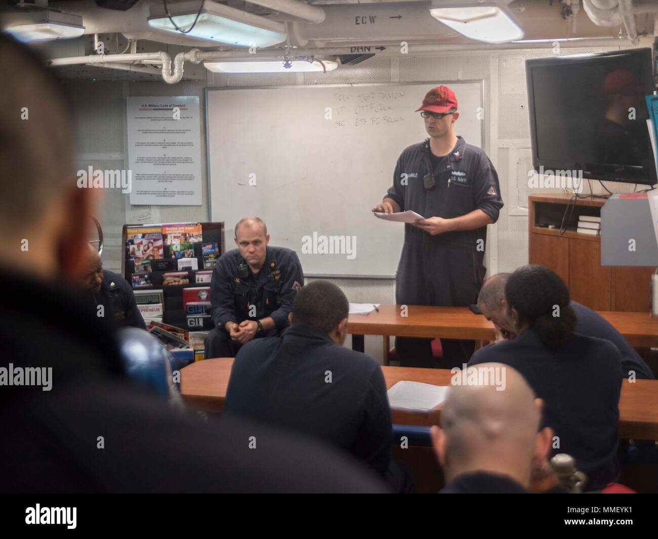 171031-N-DO281-027 ATLANTIC OCEAN (Oct. 31, 2017) Damage Controlman 1st ...