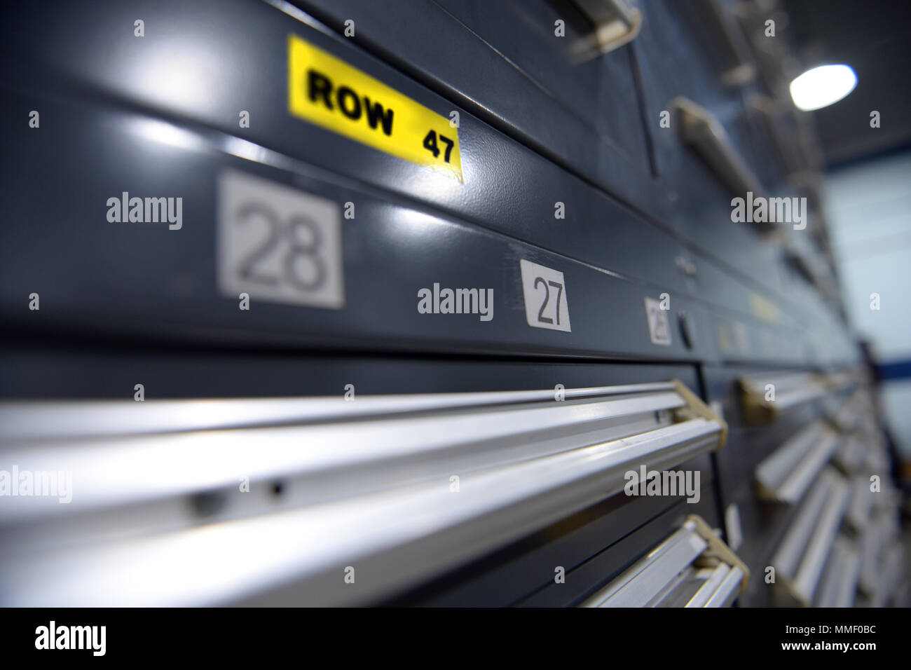 File cabinets stand ready to hold inventory in the Bennie L. Davis ...