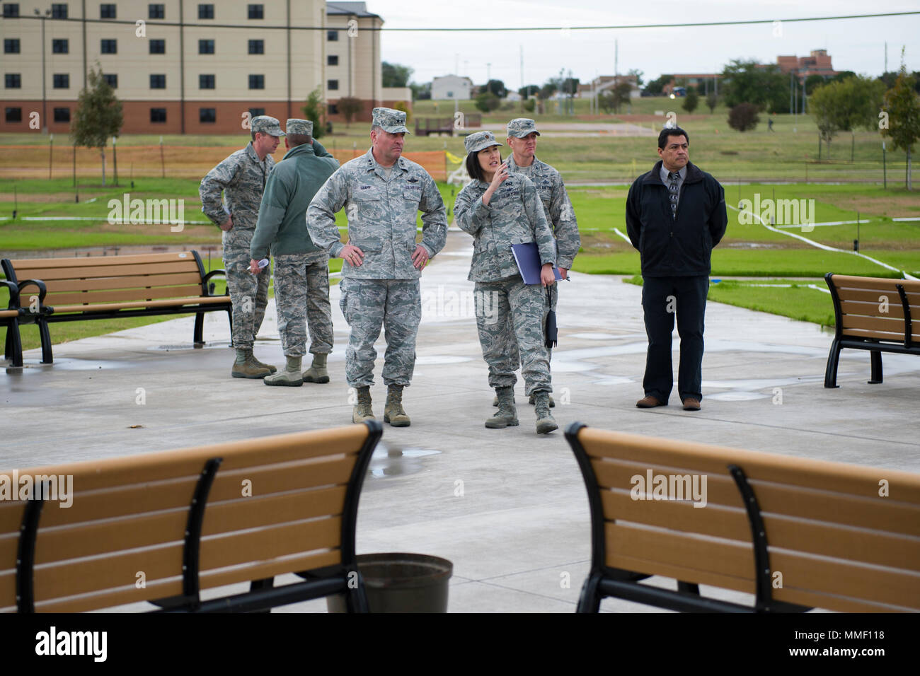 Maj. Terra Verbik, 82 FSS commander, is explaining to Maj. Gen. Timothy ...