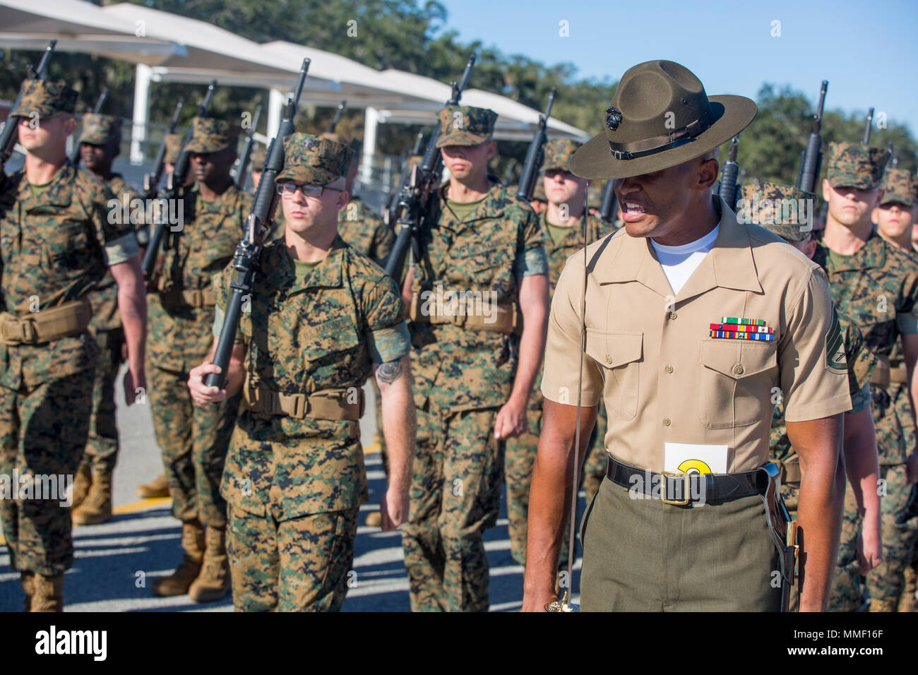 U.S. Marine Corps Staff Sgt. Andrew Roach, a senior drill instructor ...