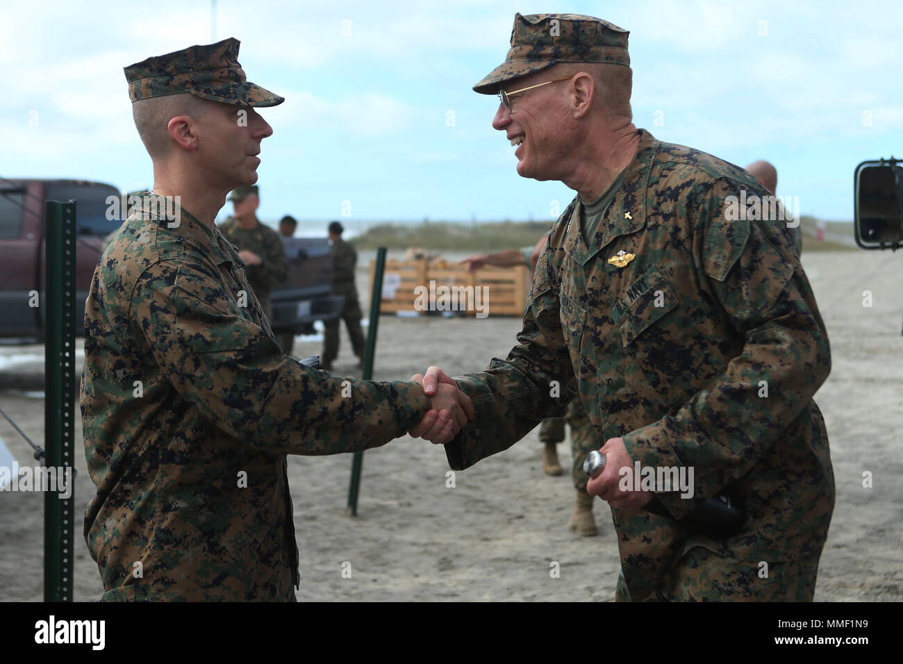 U.S. Navy Capt. Russell P. Graef, right, chaplain of 2nd Marine ...