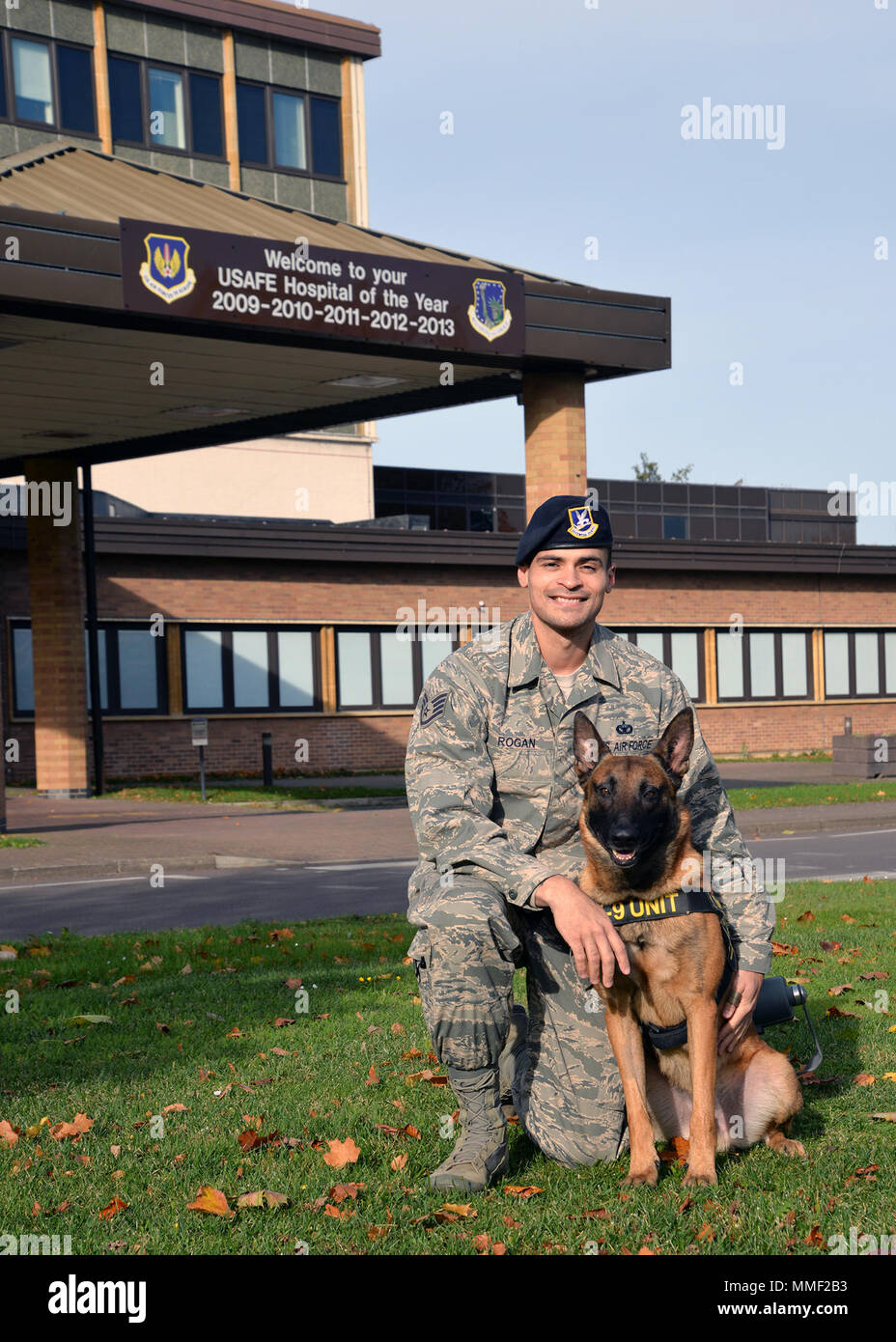 U.S. Air Force Staff Sgt. Alexandre Rogan, 100th Security Forces Squadron Military Working Dog ...