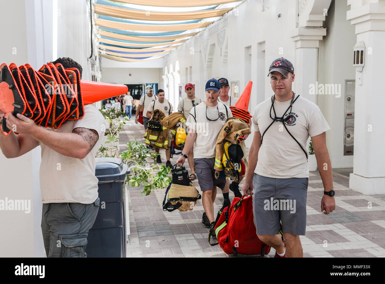 Firefighters assigned to the 379th Expeditionary Civil Engineer ...