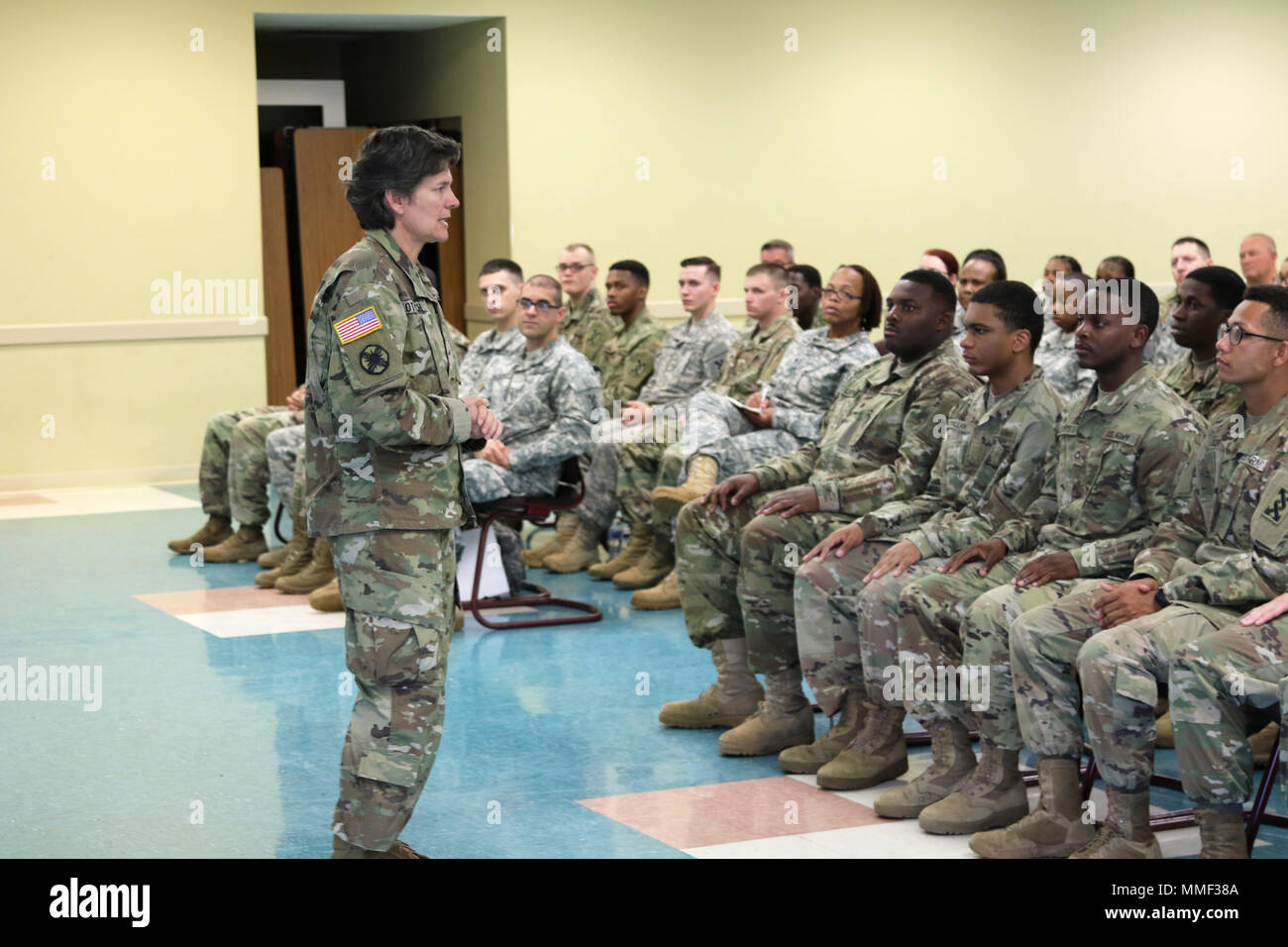 U.S. Army Brig. Gen. Deborah L. Kotulich (standing), commander of the ...