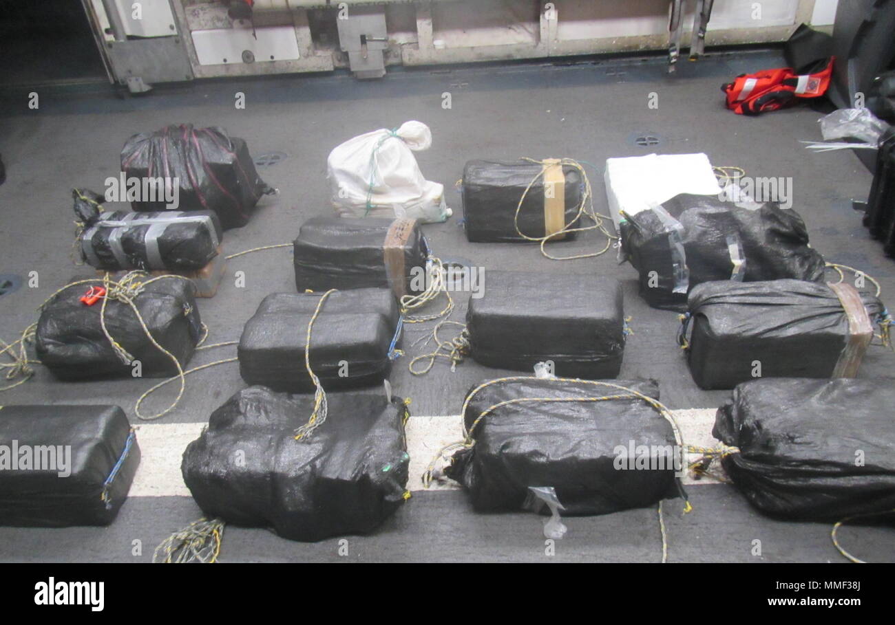 Seized contraband being temporarily held in Coast Guard Cutter Spencer ...