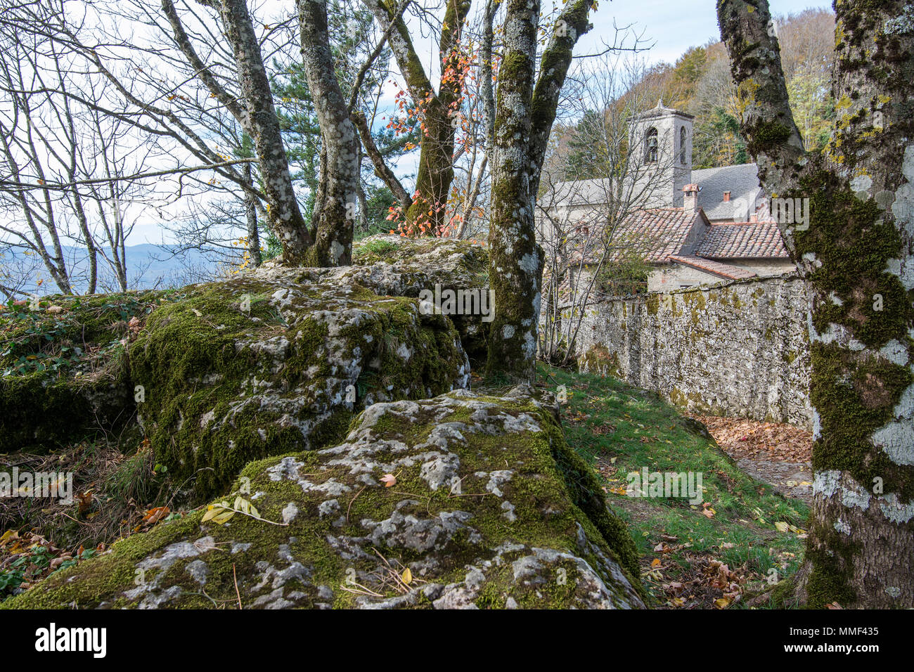 Sanctuary of La Verna in tuscany, italy. Monastery of St. Francis Stock ...