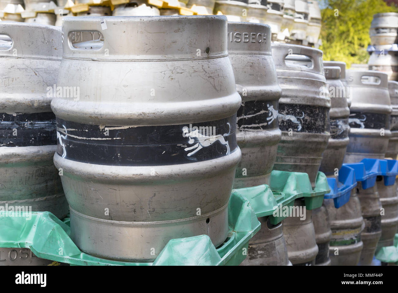Stack of aluminium beer barrels hi-res stock photography and images - Alamy