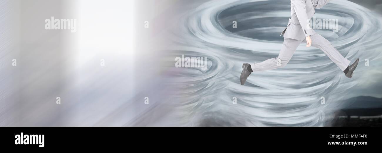 Tornado twisters painted and mans legs jumping Stock Photo - Alamy