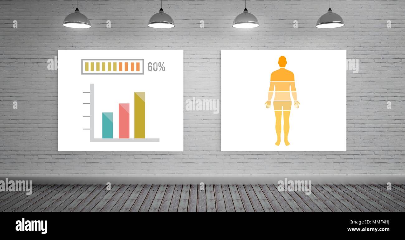 Educational human body statistical charts on wall Stock Photo - Alamy