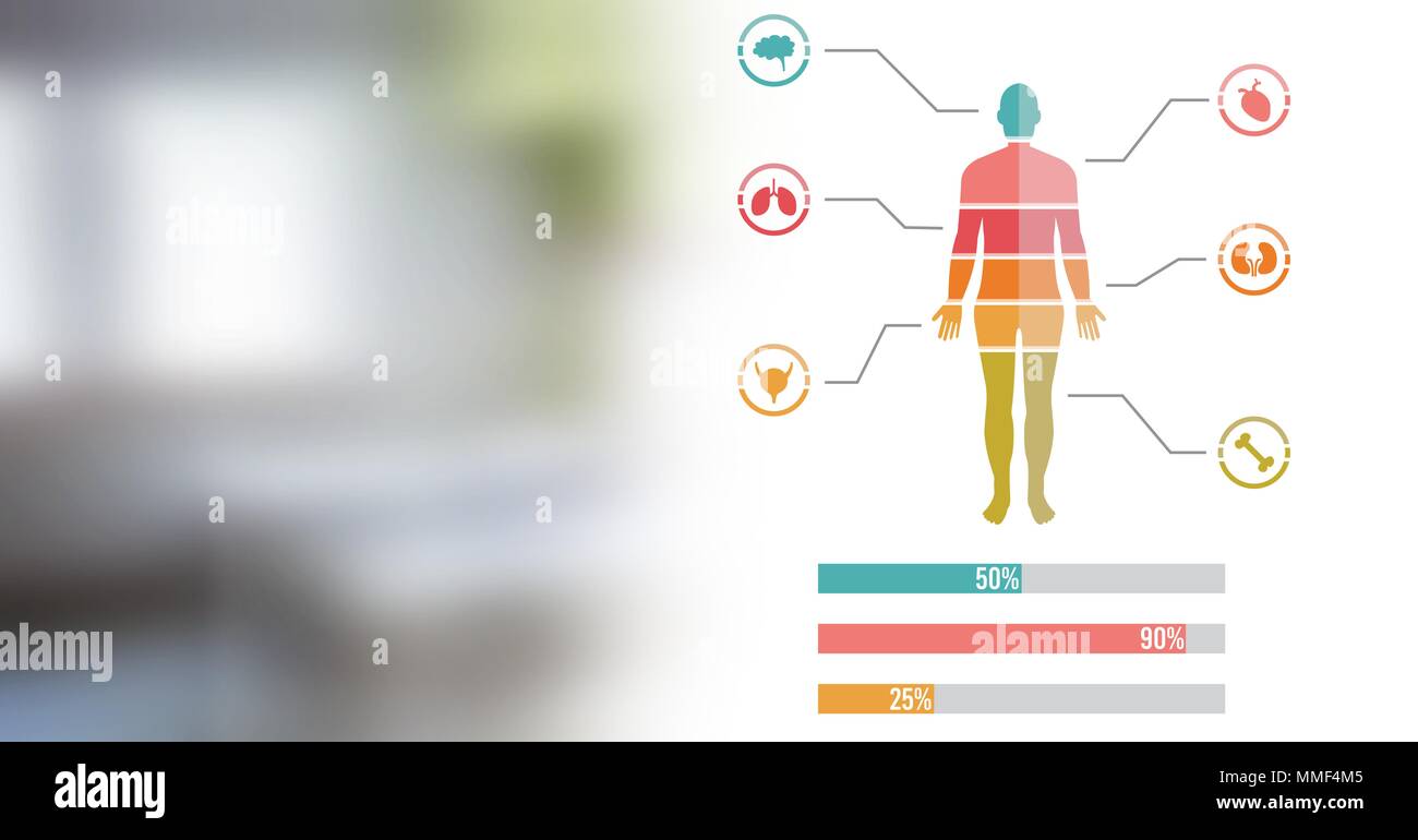 Human body chart and hospital room transition Stock Photo - Alamy