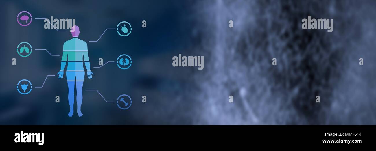 Human Body Chart and blue background and transition Stock Photo - Alamy