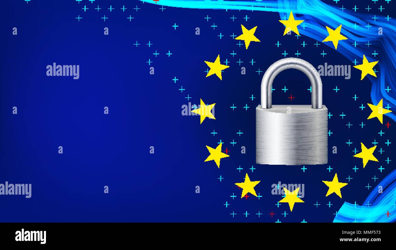 GDPR Background Vector. Padlock. Protection Of Personal Data. Stars ...