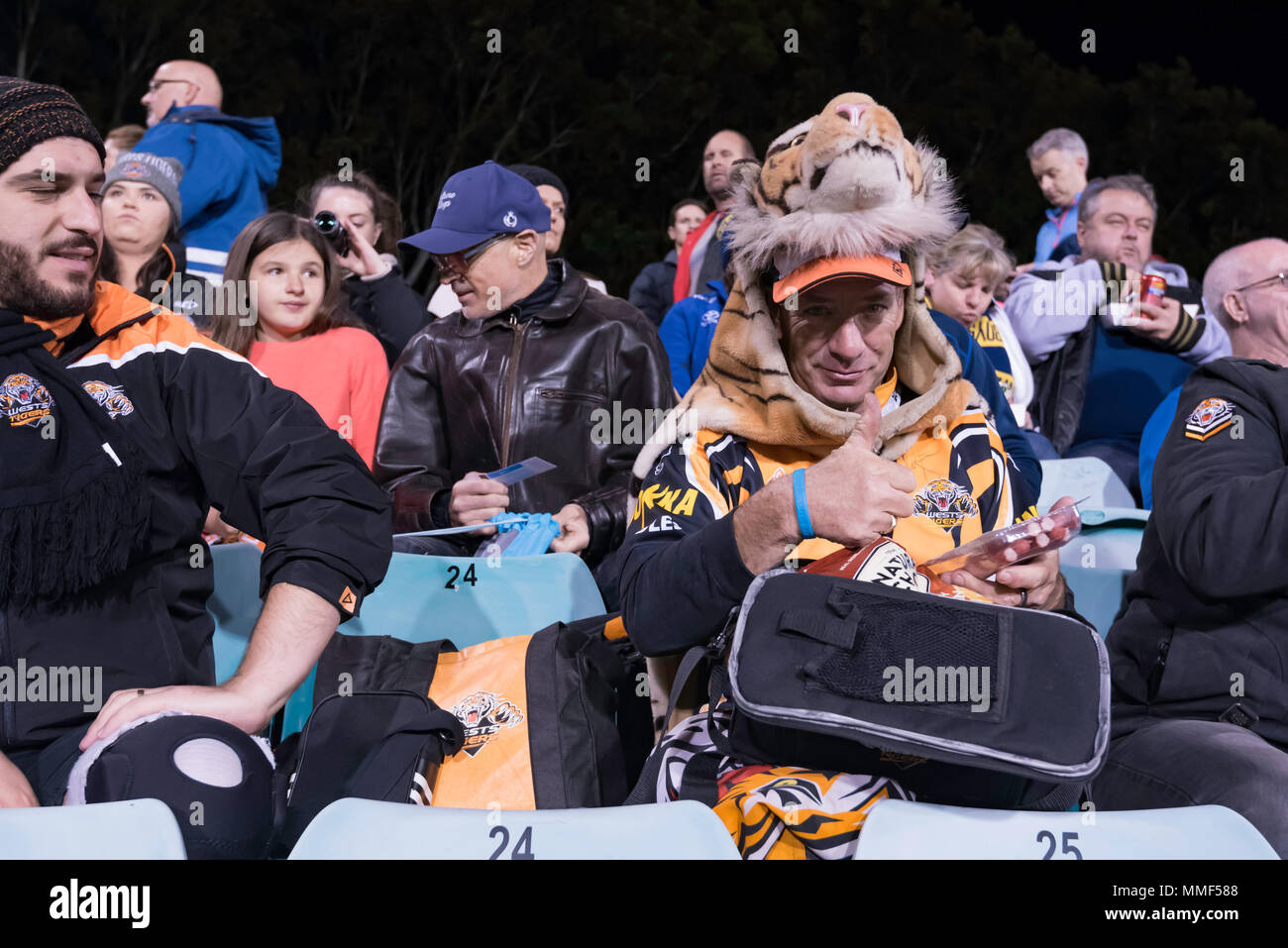 Rugby League supporters at the Sydney based Wests Tigers v North ...