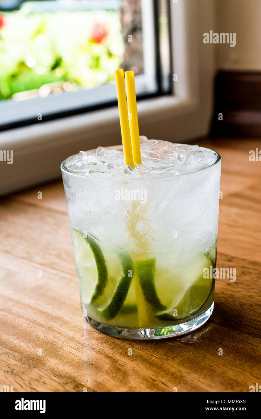 Caipirinha Cocktail with lime and ice. Beverage Concept Stock Photo - Alamy