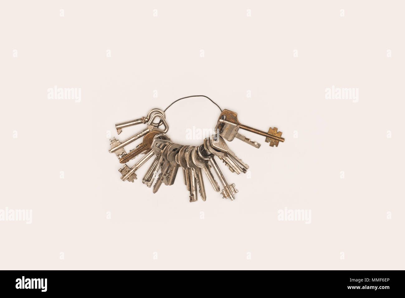 top view bunch of vintage keys isolated on white Stock Photo - Alamy