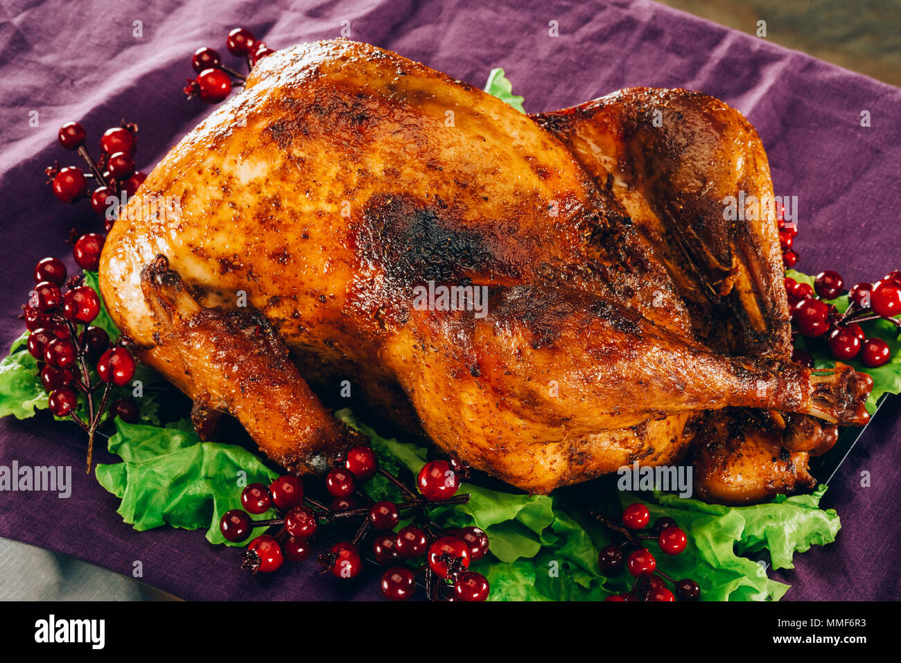 Baked turkey for thanksgiving day Stock Photo - Alamy