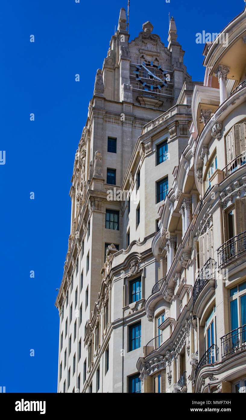 Elements of the architecture of Spain's capital city of Madrid Stock ...