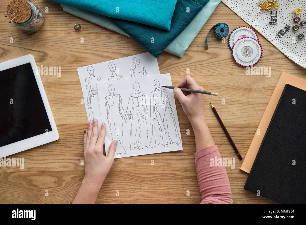 Top view people hands drawing hi-res stock photography and images - Alamy