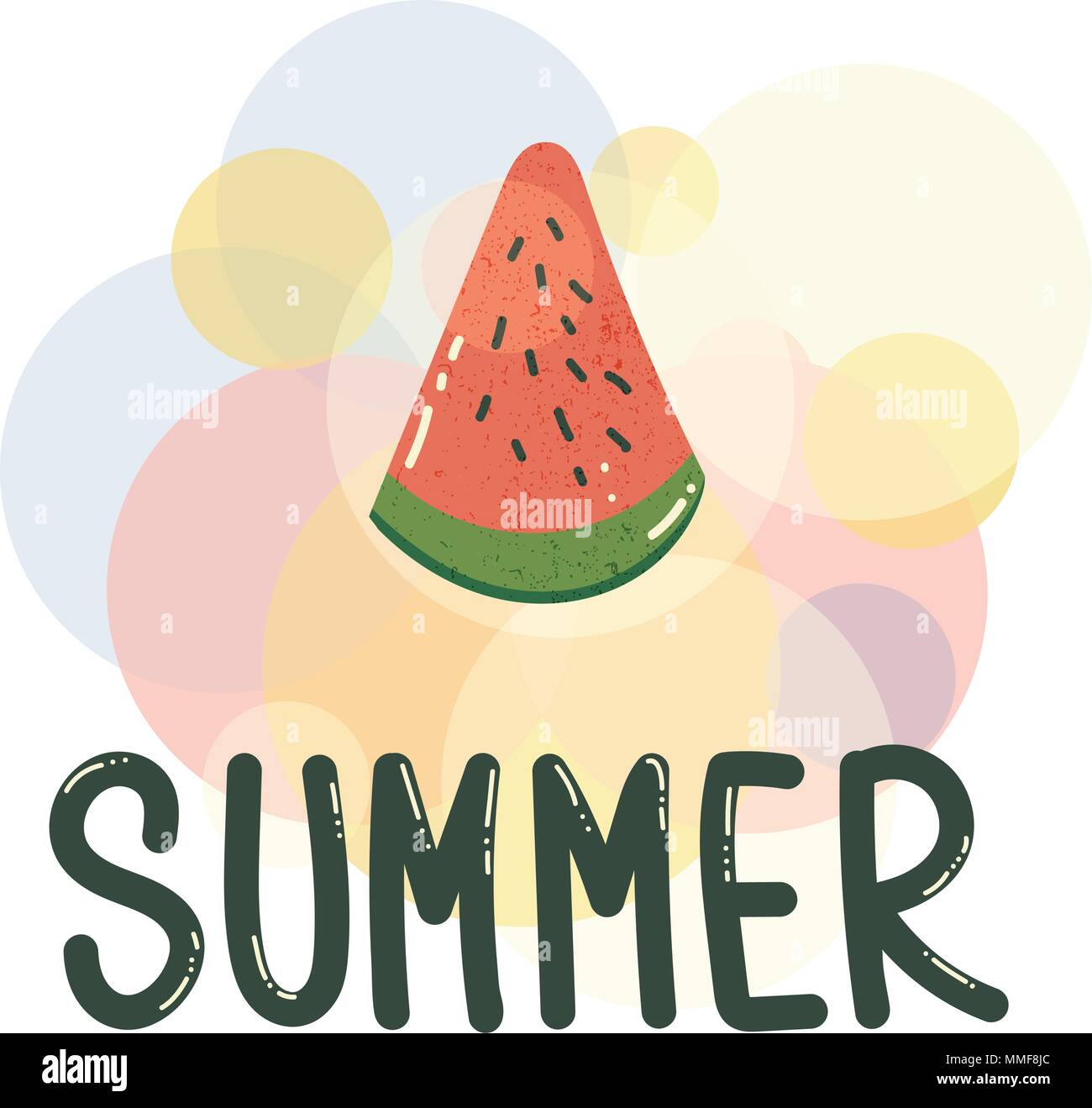 Vector cartoon cute watermelon slice and hand written lettering phrase ...