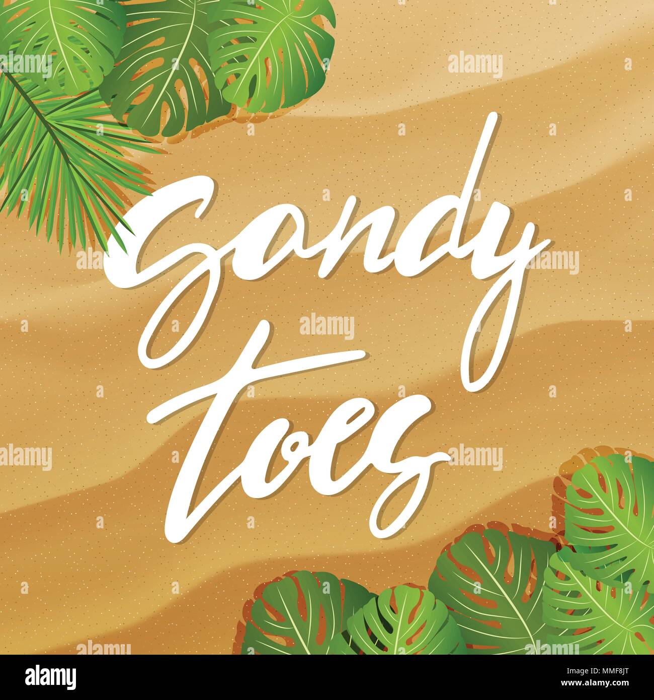 Vector flat banner with sand texture background. Hand made lettering ...