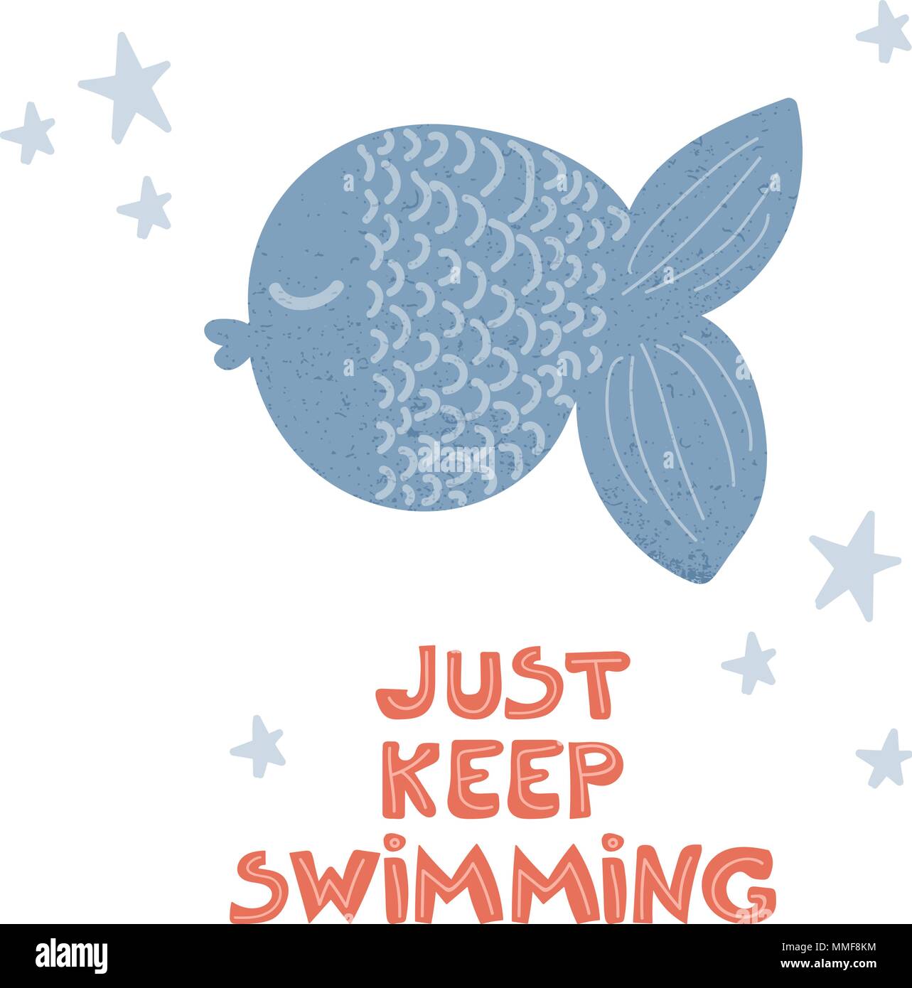 Simple Cartoon Fish Blue