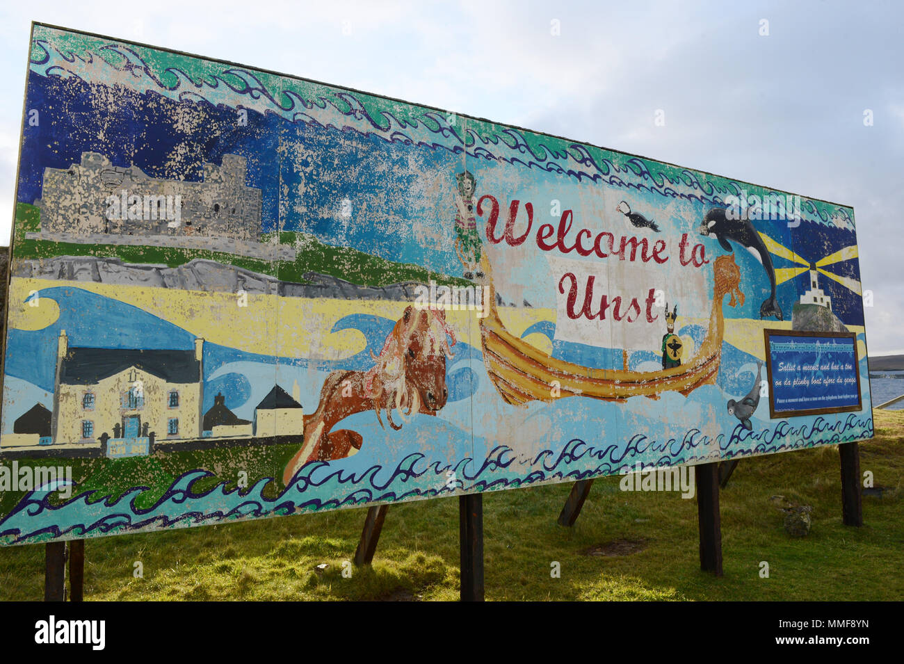 Welcome to Unst sign signage on the Island of Unst the most northerly ...