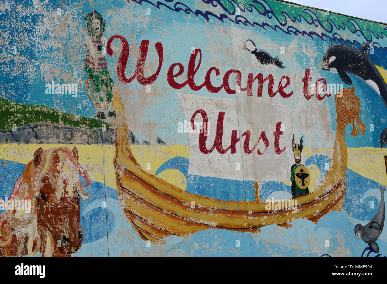 Welcome to Unst sign signage on the Island of Unst the most northerly ...